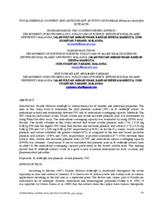 Total phenolic content and antioxidant activity of roselle (Hibiscus sabdariffa) extracts - IIUM ...
